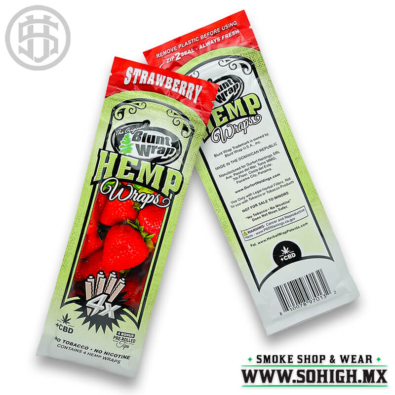 Blunt Wrap 4x Hemp Wraps Sabor Strawberry - SoHigh Online Smoke Shop ...